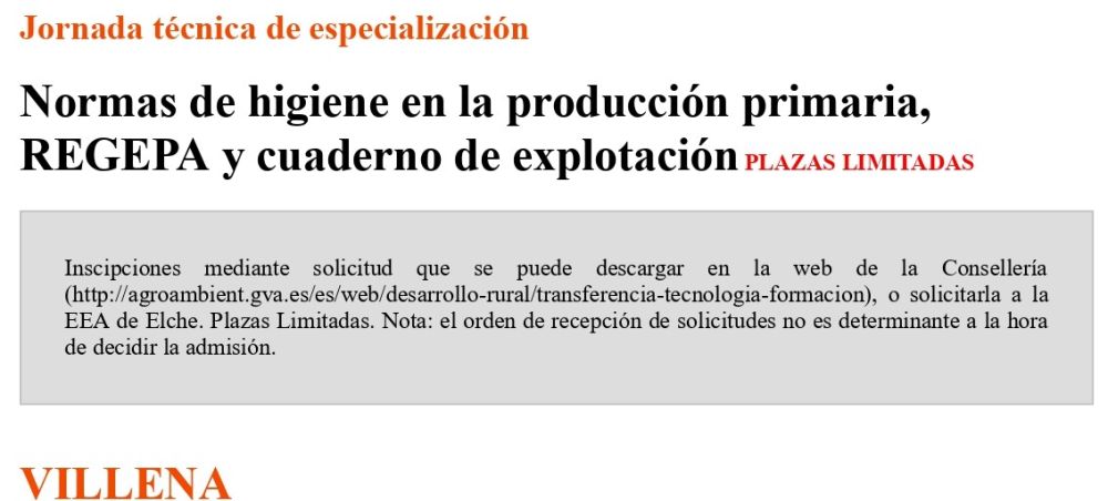 -- APLAZADO -- NORMAS DE HIGIENE EN LA PRODUCCIÓN PRIMARIA, REGEPA Y ...